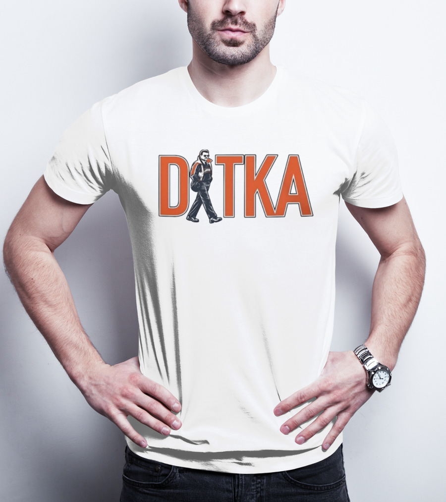 Mike Ditka Chicago Bears Ditka Wordmark Walking Sideline T-Shirt