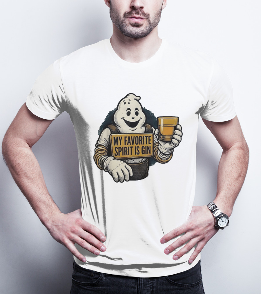My Favorite Spirit Is Gin Ghost Character With Drink T-Shirt