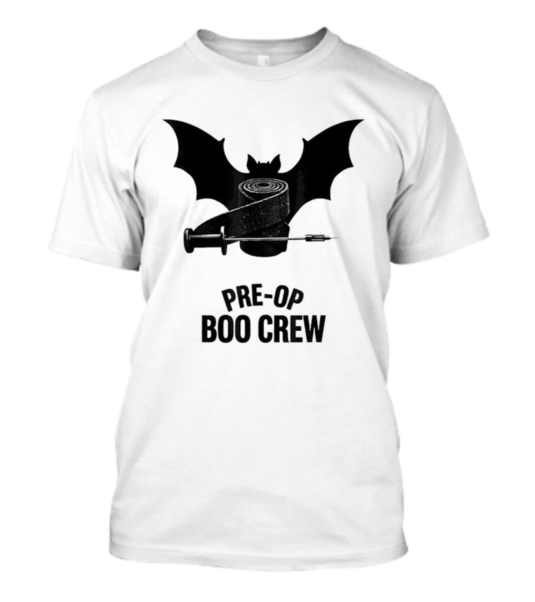 Halloween Pre Op Boo Crew Bat Syringe Nurse T-Shirt