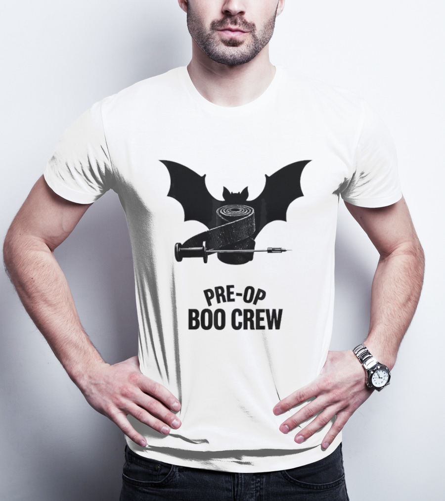 Halloween Pre Op Boo Crew Bat Syringe Nurse T-Shirt