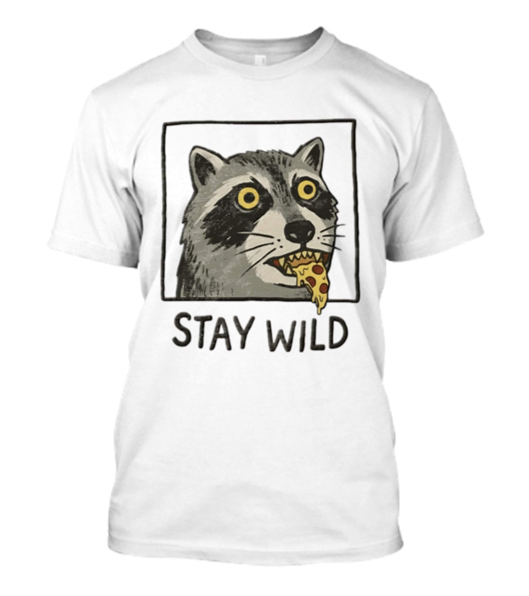 Raccoon Eating Pizza Stay Wild Meme T-Shirt