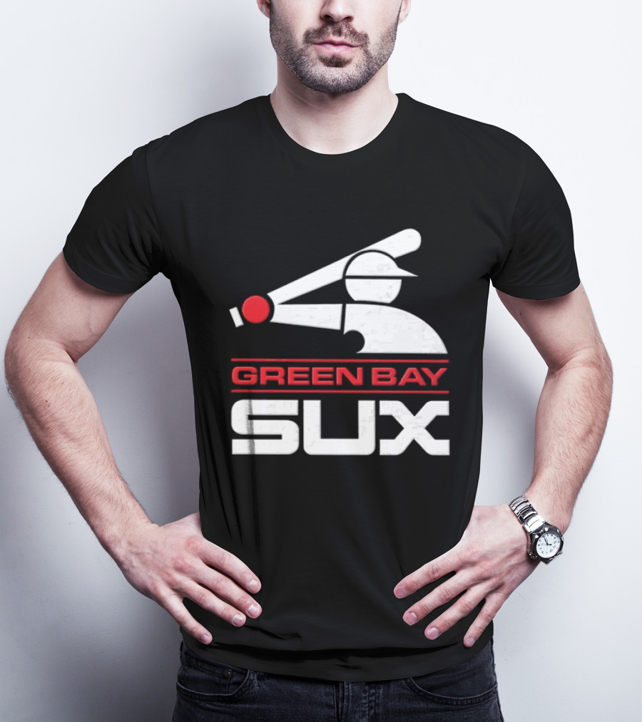 Green Bay Sux Chicago Political Baseball T-Shirt