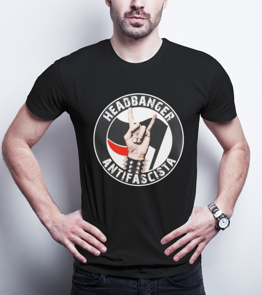 Headbanger Antifascista Antifa Heavy Metal Music T-Shirt