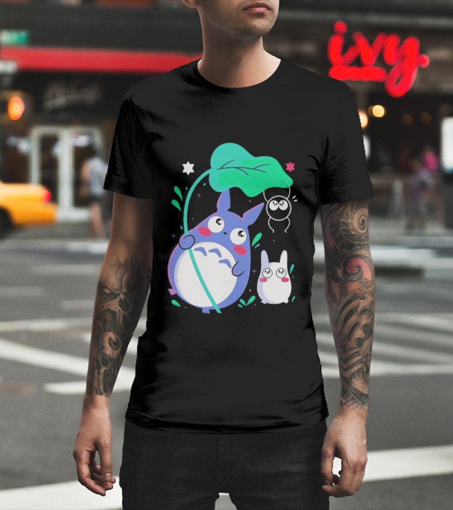 My Neighbor Totoro Soot Sprite Leaf Art Studio Ghibli Characters T-Shirt