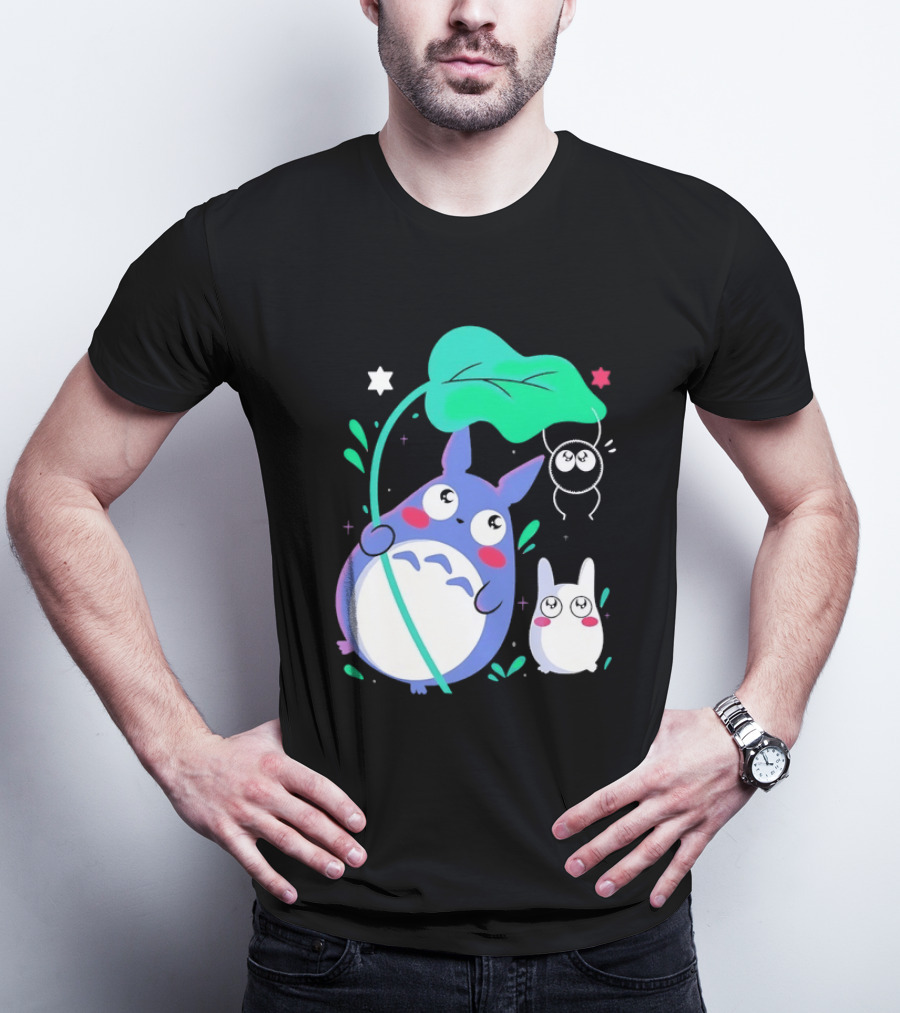 My Neighbor Totoro Soot Sprite Leaf Art Studio Ghibli Characters T-Shirt