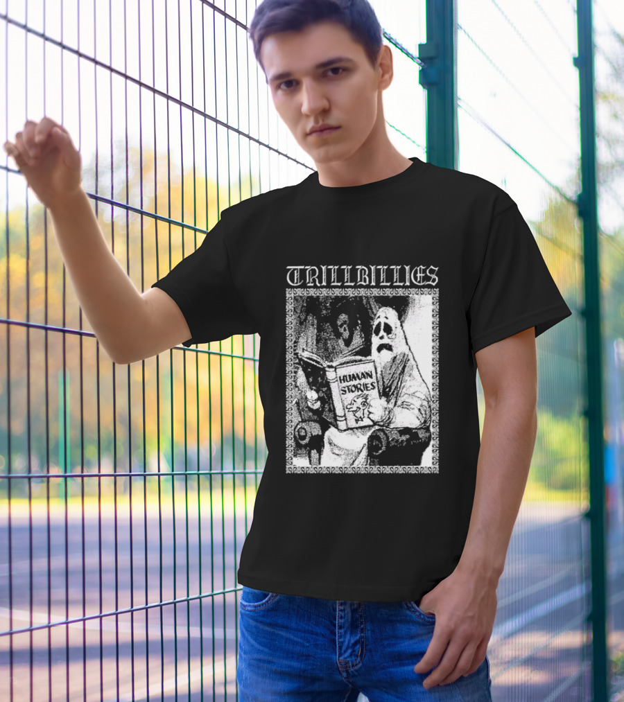 Trillbillies Human Stories Podcast Ghost Reading Spooky T-Shirt