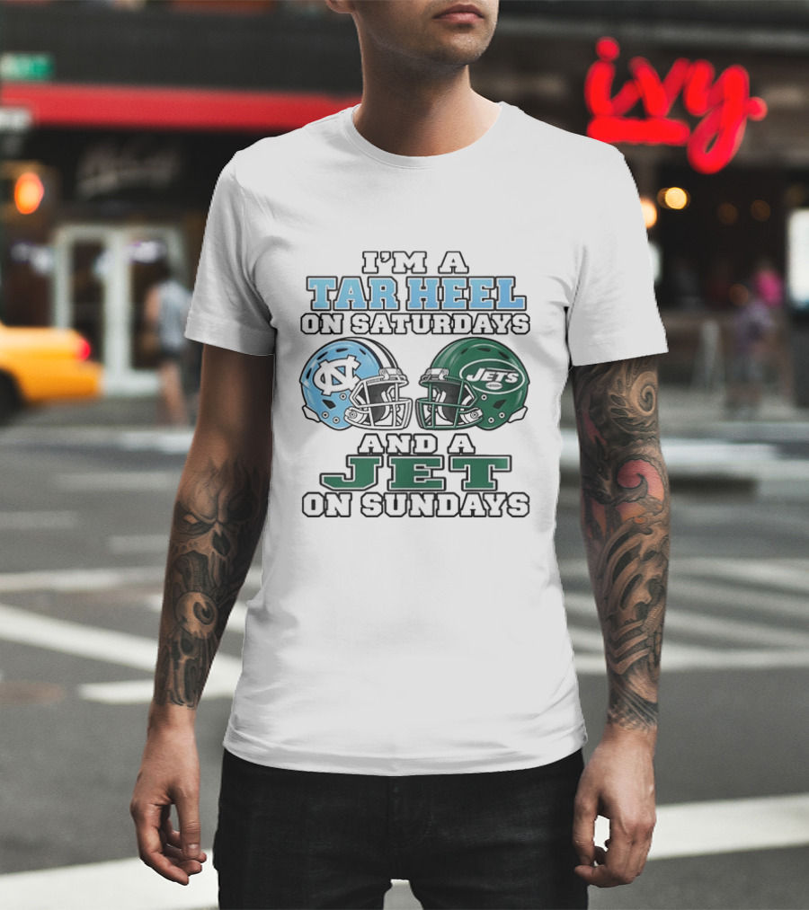 I'm A Tar Heel On Saturdays And A Jet On Sundays Football Helmets T-Shirt