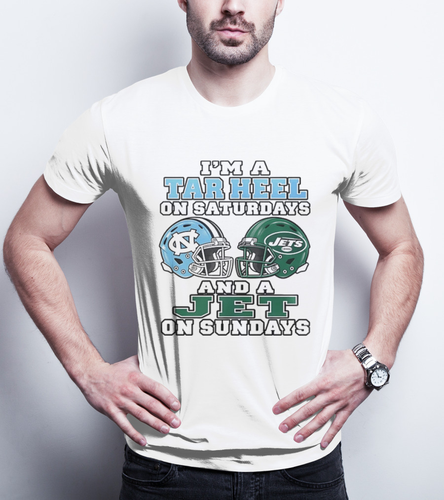 I'm A Tar Heel On Saturdays And A Jet On Sundays Football Helmets T-Shirt