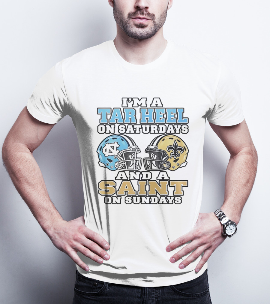Tar Heel North Carolina Saturdays Saint Sundays Football Helmets T-Shirt