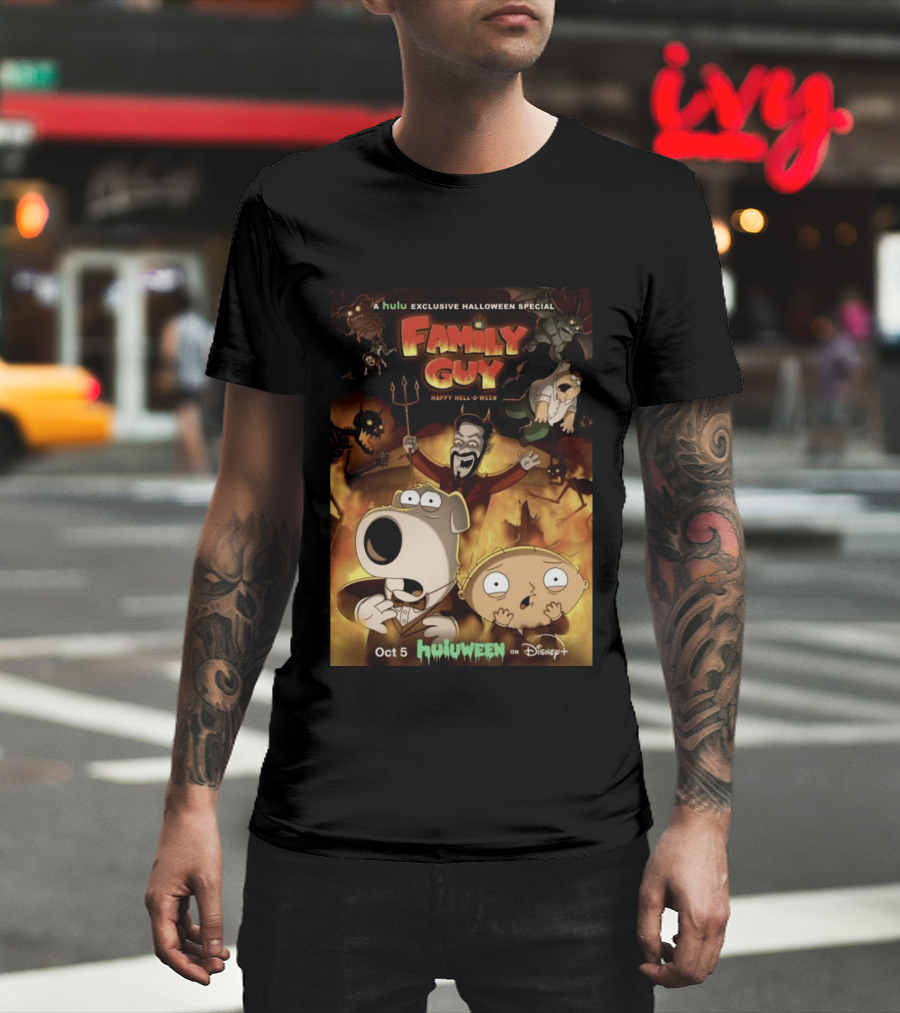Hulu Exclusive Halloween Special Family Guy Happy Hell O Ween Oct 5 Huloween On Disney Plus T-Shirt