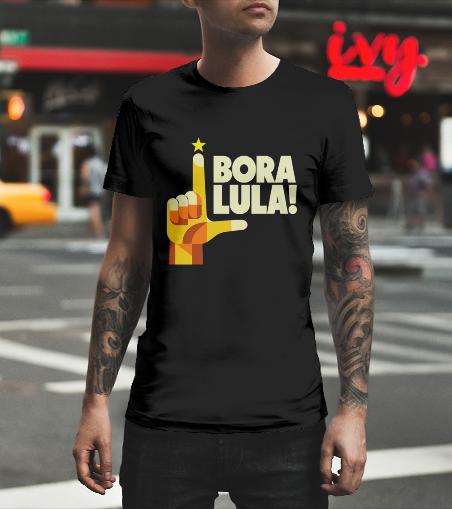 Bora Lula Political Campaign Brazil President Star Hand Gesture T-Shirt