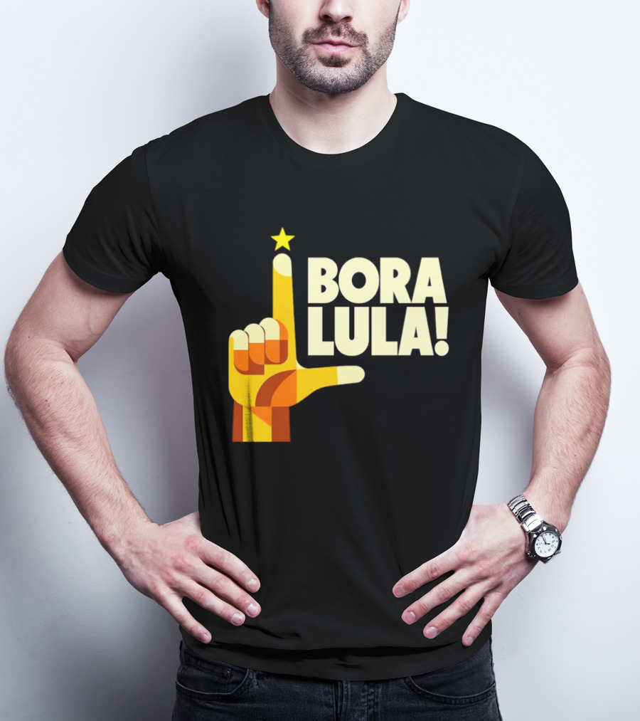 Bora Lula Political Campaign Brazil President Star Hand Gesture T-Shirt