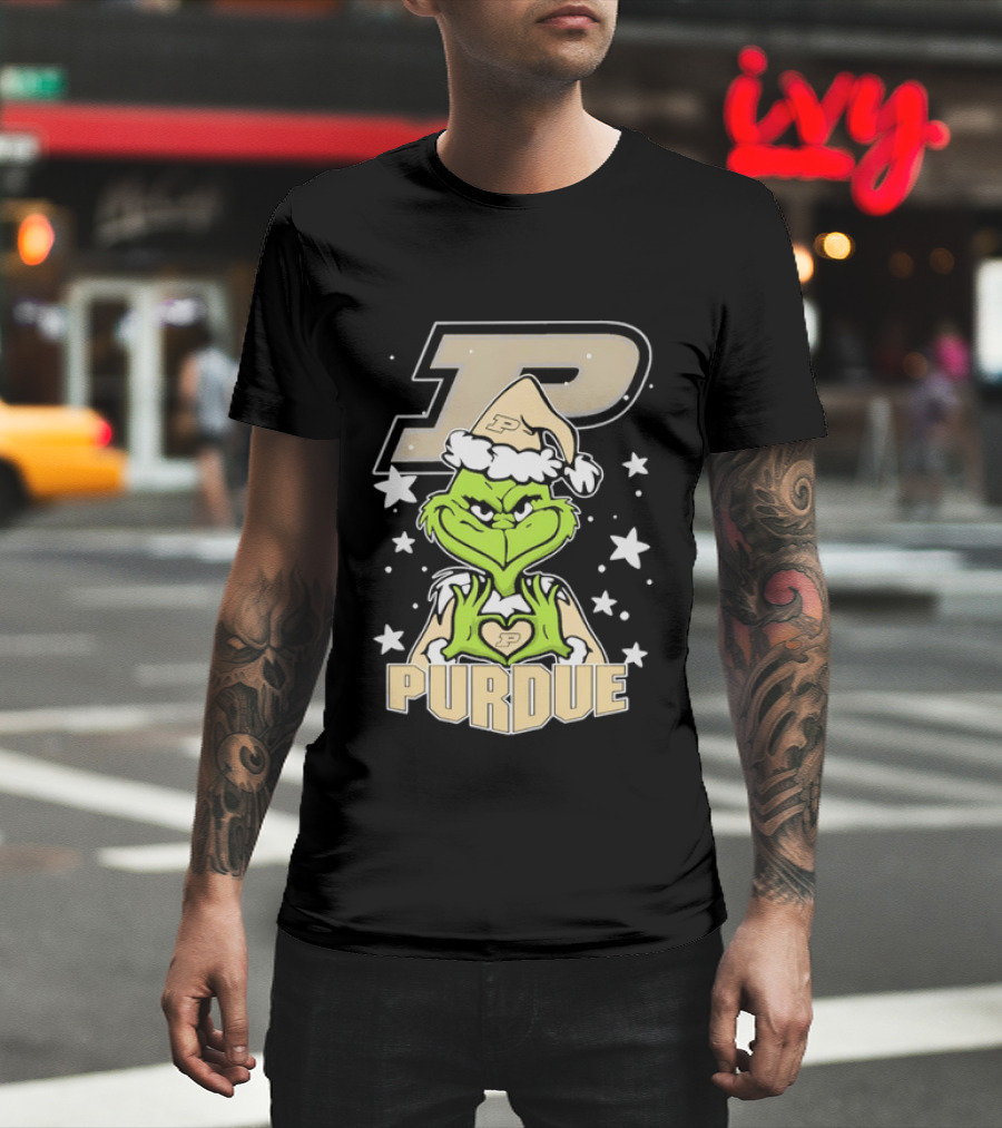 Purdue Boilermakers Christmas Grinch Heart T-Shirt
