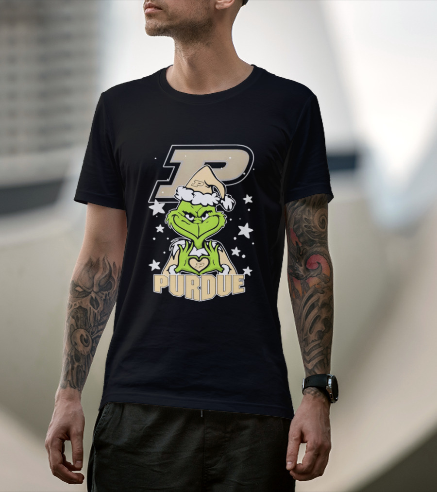 Purdue Boilermakers Christmas Grinch Heart T-Shirt
