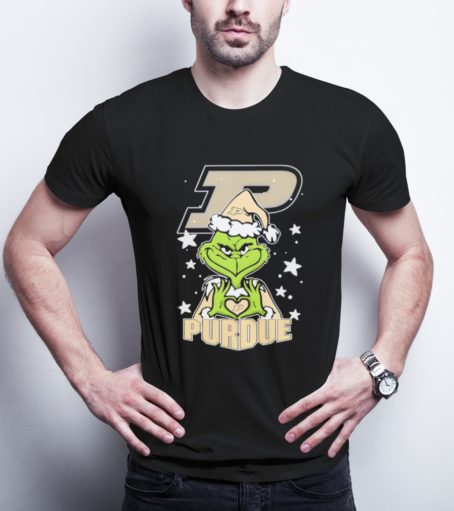 Purdue Boilermakers Christmas Grinch Heart T-Shirt