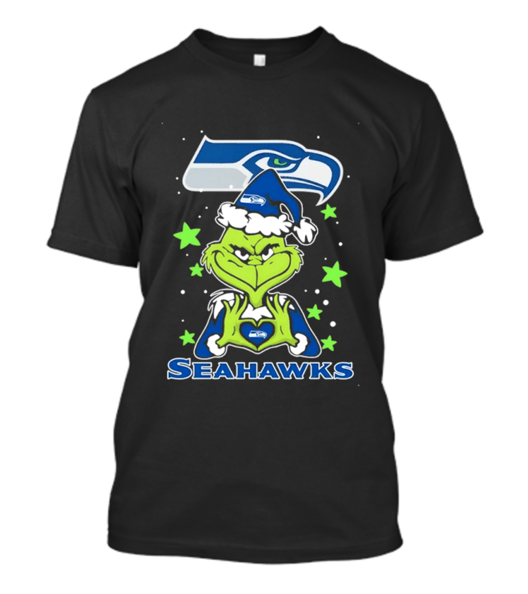 The Grinch Loves Seattle Seahawks Christmas Fan Holiday T-Shirt