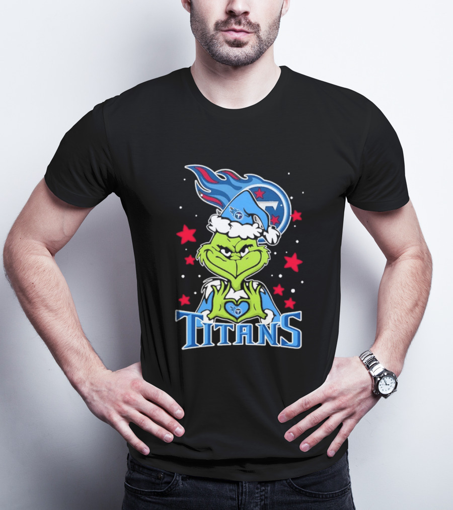 Grinch Tennessee Titans Christmas Licensed NFL Team Holiday T-Shirt
