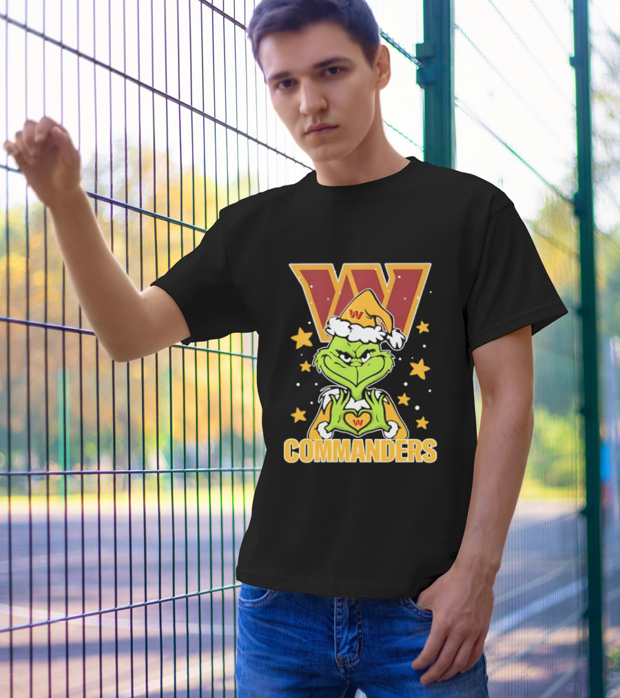 The Grinch Christmas W Commanders Football Team T-Shirt