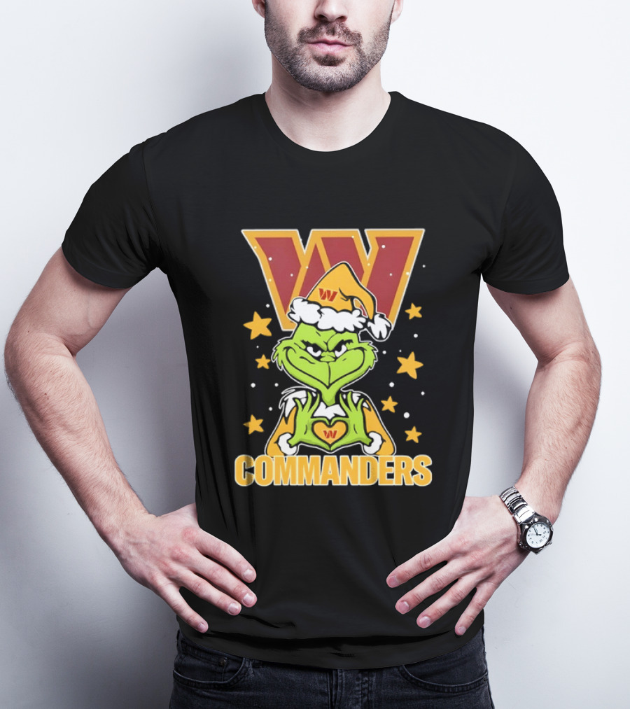 The Grinch Christmas W Commanders Football Team T-Shirt
