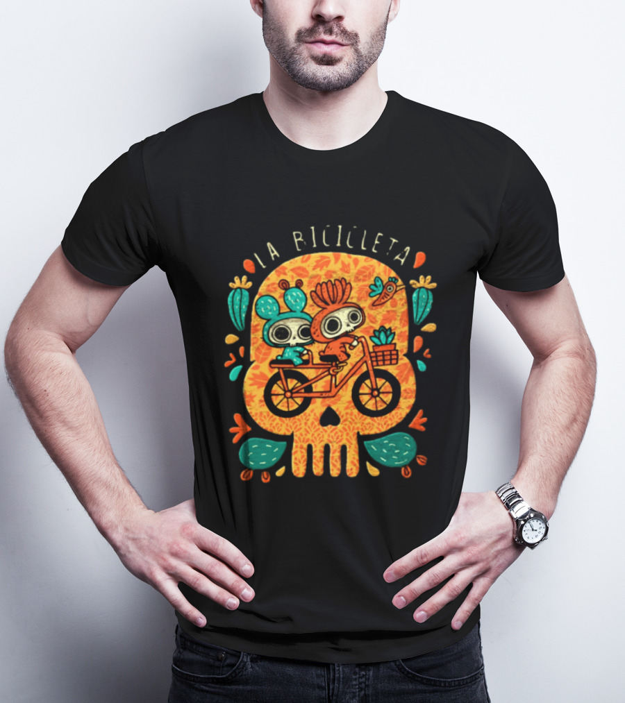 La Bicicleta Calavera Skeletons Day Of The Dead Sugar Skull T-Shirt