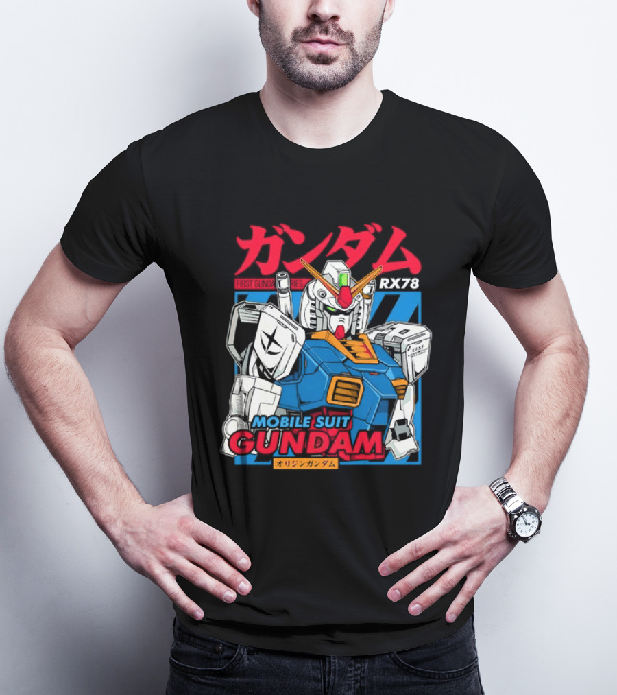 Mobile Suit Gundam RX 78 Iconic First Series Japanese Kanji T-Shirt