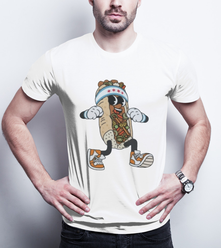 Chicago Juicy Jus Hot Dog Character Sneakers Headband Stars T-Shirt