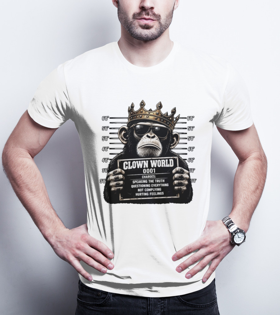 Clown World Shot Monkey Truth Questioning Non Compliance Charges T-Shirt