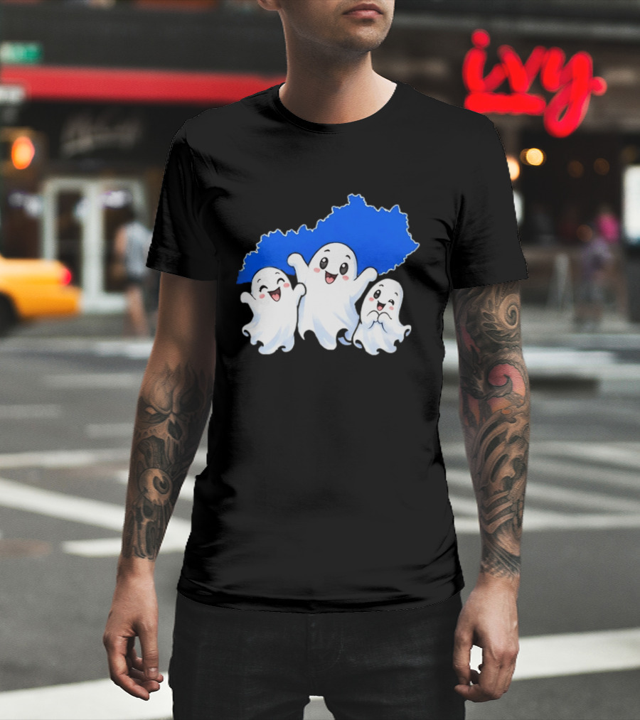 Ghosts And Kentucky State Map Halloween Fun T-Shirt