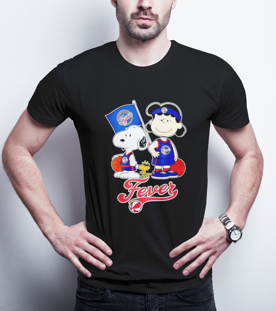 Peanuts Snoopy And Lucy Indiana Fever Basketball Team Fan Characters T-Shirt