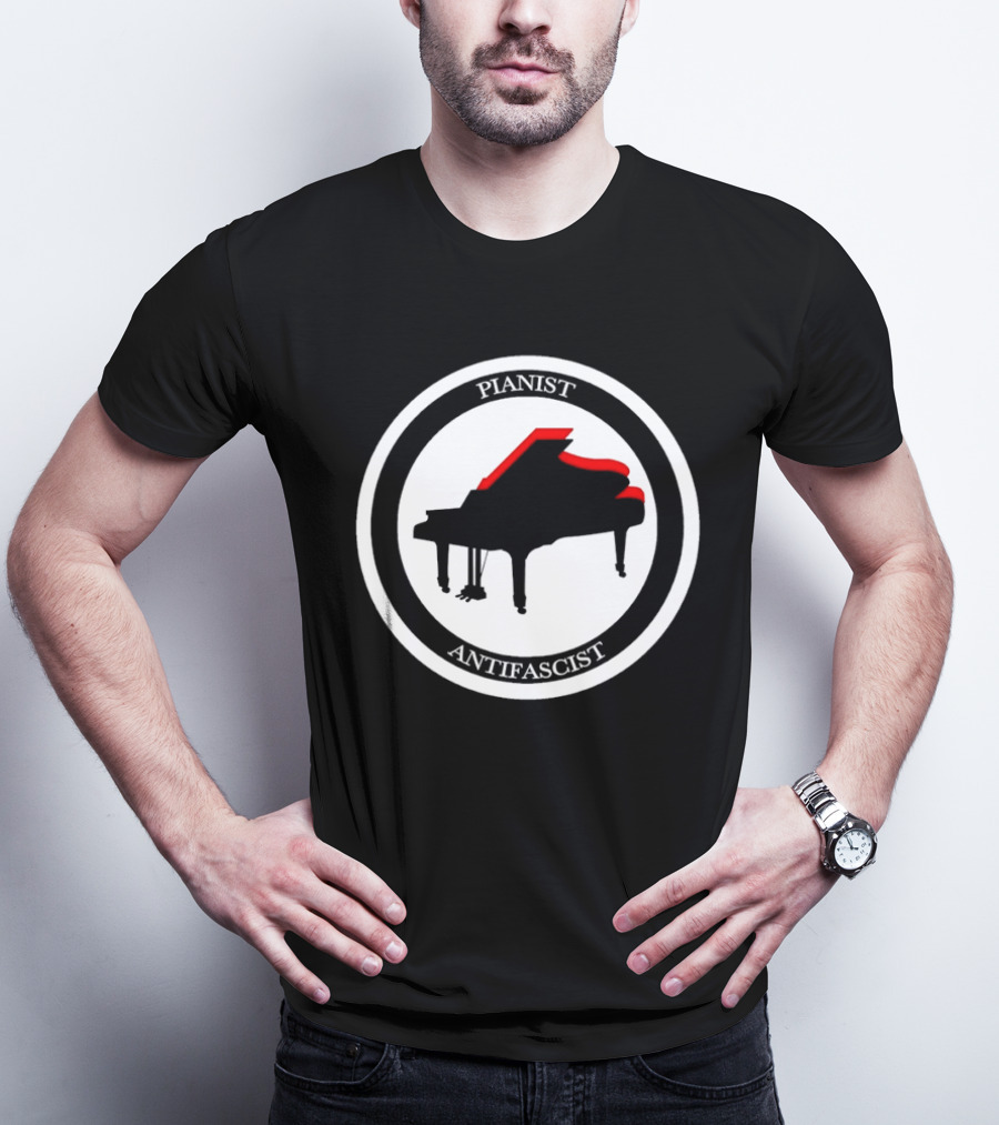 Pianist Antifascist Grand Piano Music T-Shirt