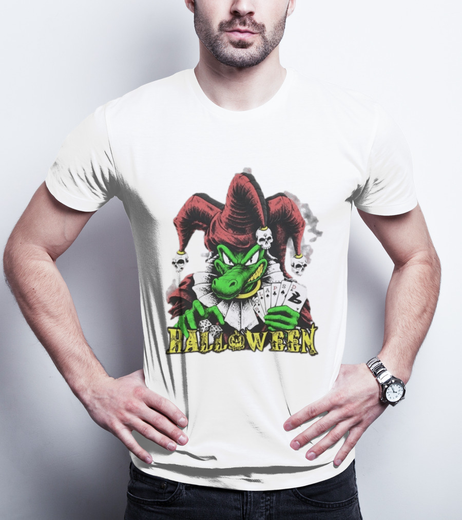 Halloween Joker Crocodile Dice Playing Cards Skulls T-Shirt