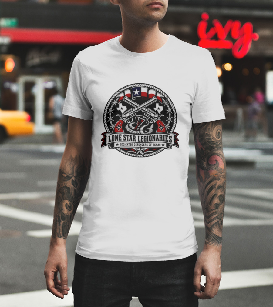 Lone Star Legionaries Texas Pride Snake Pistols Flag T-Shirt