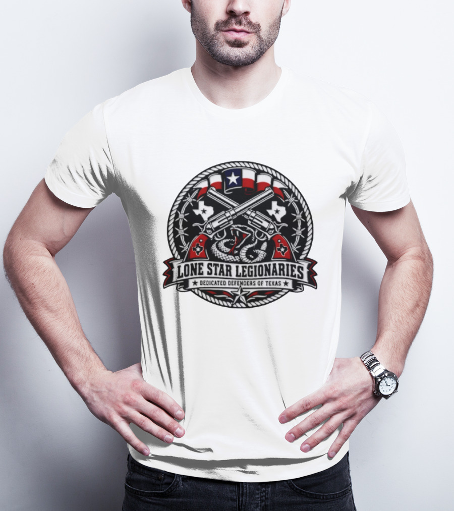 Lone Star Legionaries Texas Pride Snake Pistols Flag T-Shirt