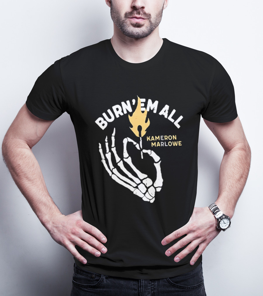 Burn 'Em All Kameron Marlowe Skeleton Flame T-Shirt