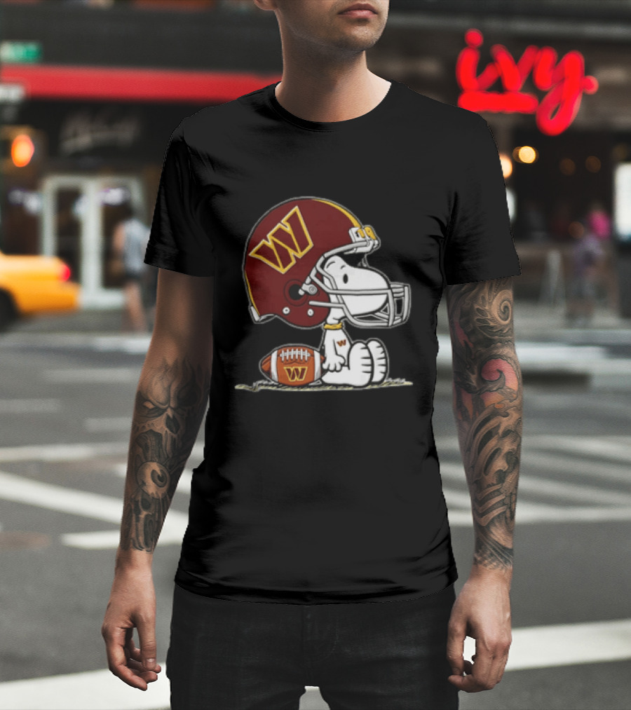 Snoopy Washington Commanders Football Helmet Cartoon Dog T-Shirt