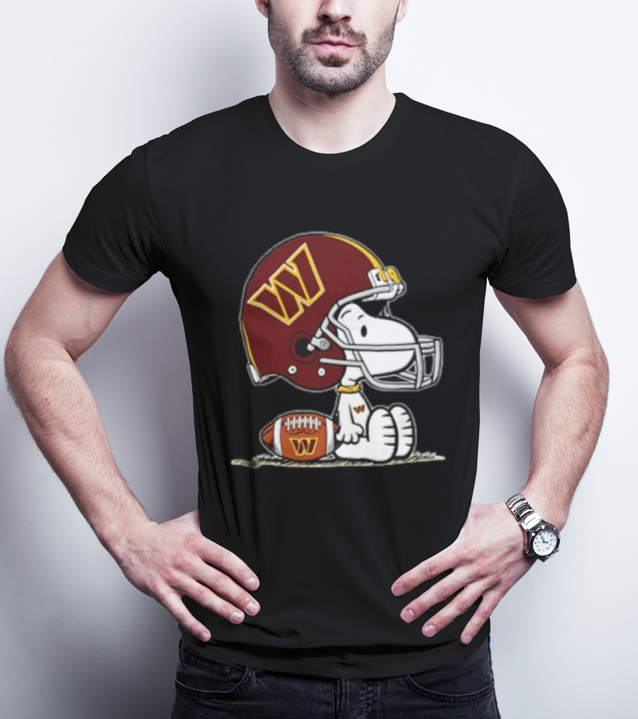 Snoopy Washington Commanders Football Helmet Cartoon Dog T-Shirt
