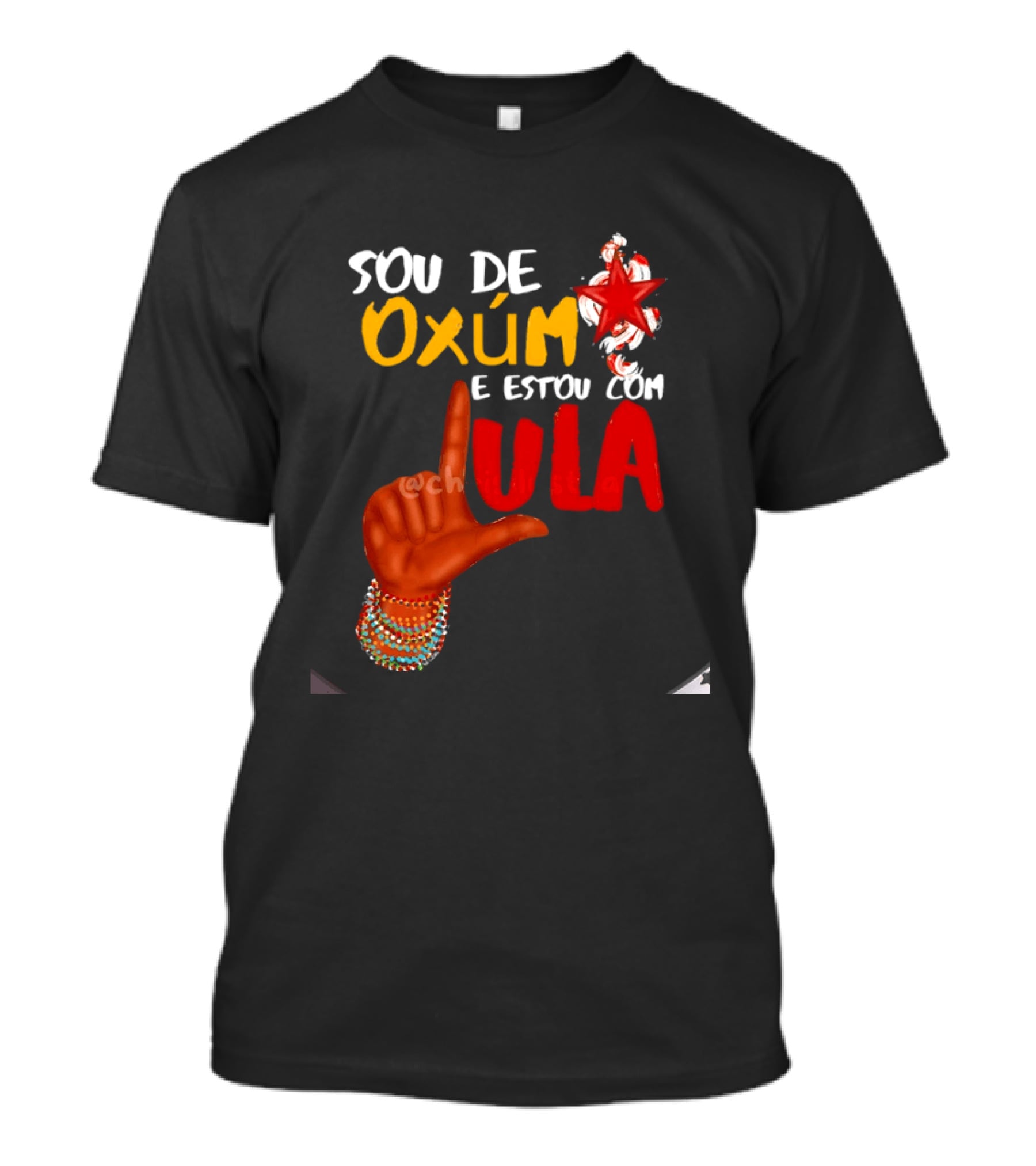 Sou De Oxúm E Estou Com Lula Oxum Brasil Beaded Hand Red Star T-Shirt