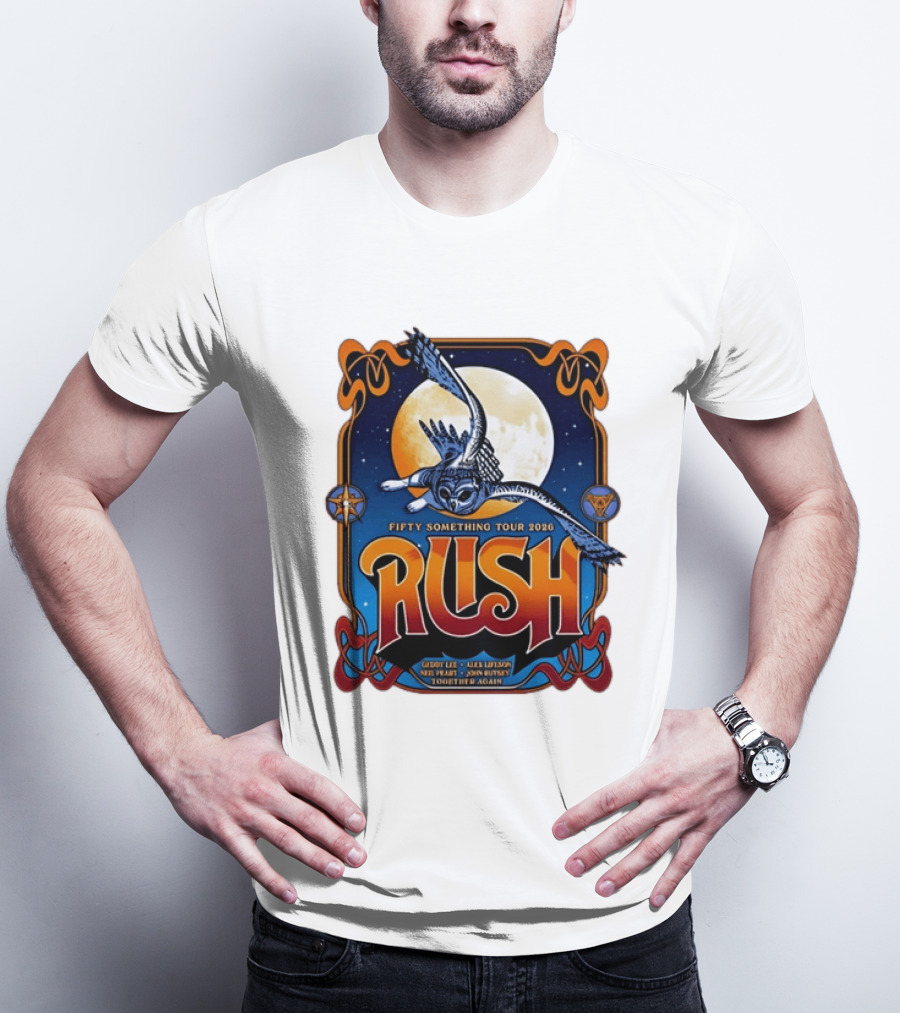 Rush Fifty Something Tour 2026 Geddy Lee Alex Lifeson Neil Peart John Rutsey Together Again Owl Moon T-Shirt
