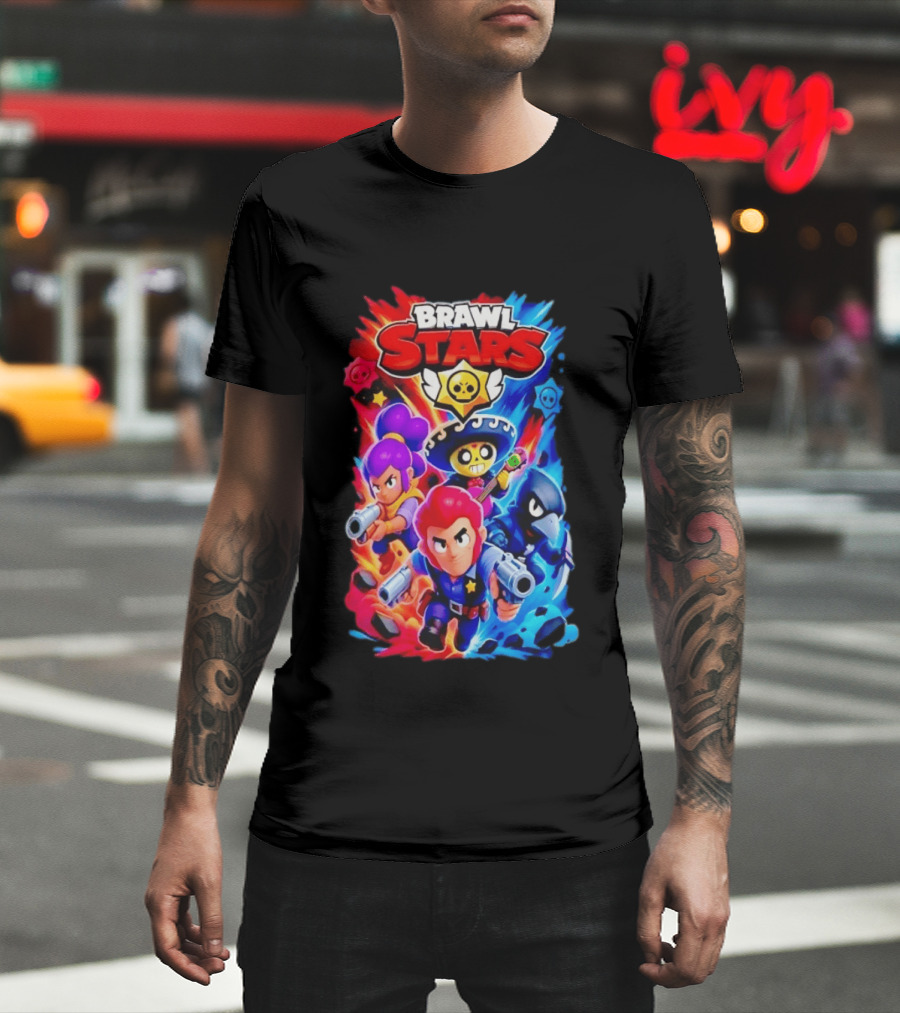 Brawl Stars Characters Action Group Gaming Showdown T-Shirt