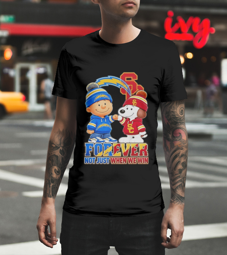 Charlie Brown Snoopy Los Angeles Chargers USC Trojans Forever Not Just When We Win T-Shirt