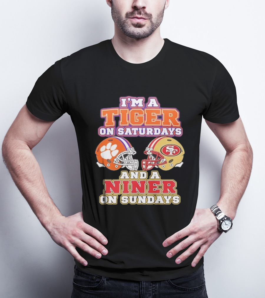 Clemson Tigers On Saturdays Niner On Sundays Football Collaboration T-Shirt