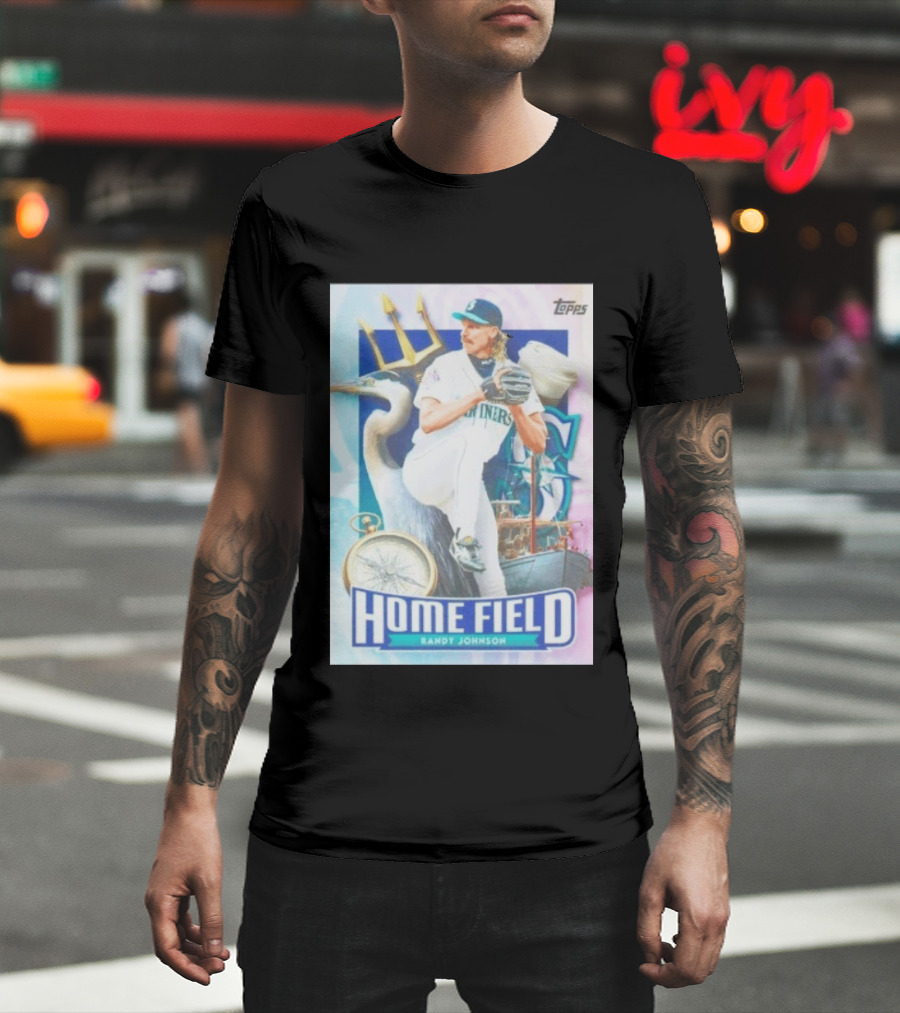 Randy Johnson Seattle Mariners Topps Home Field Baseball Card Mariners T-Shirt
