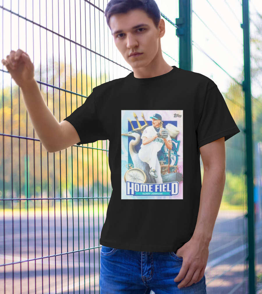 Randy Johnson Seattle Mariners Topps Home Field Baseball Card Mariners T-Shirt