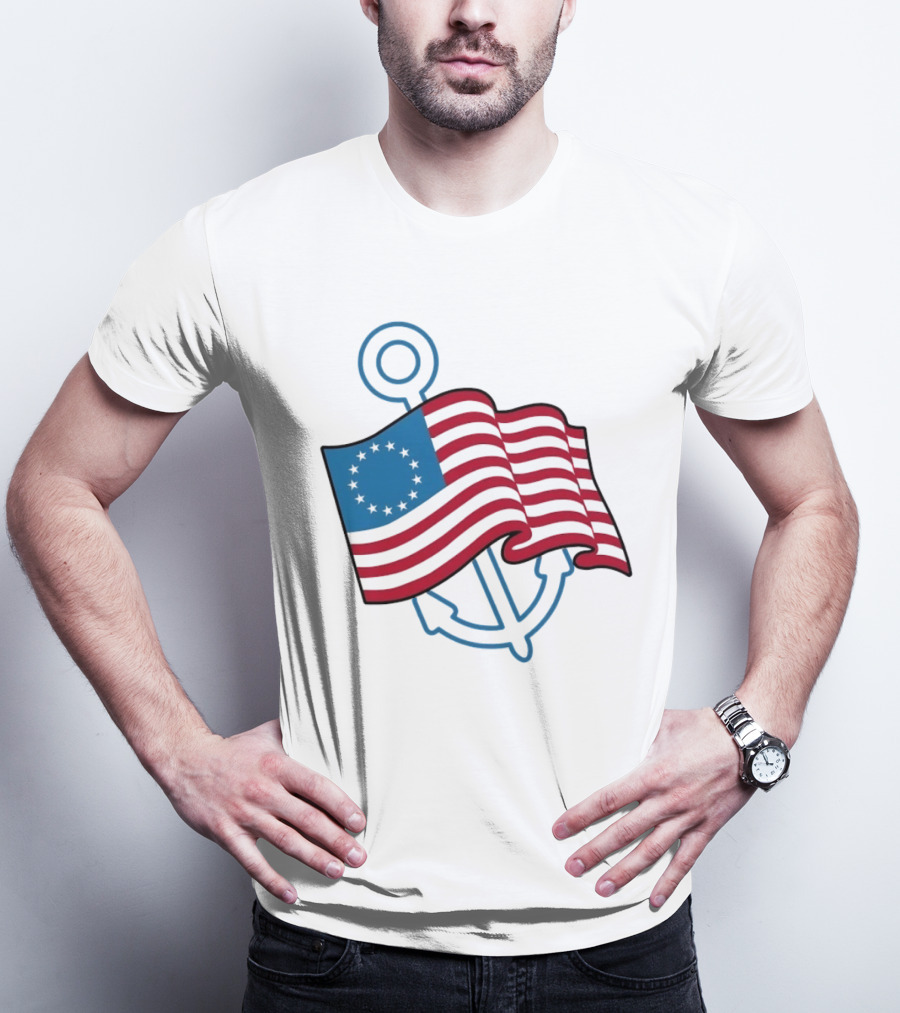 Betsy Ross Flag Nautical Anchor Patriotic T-Shirt