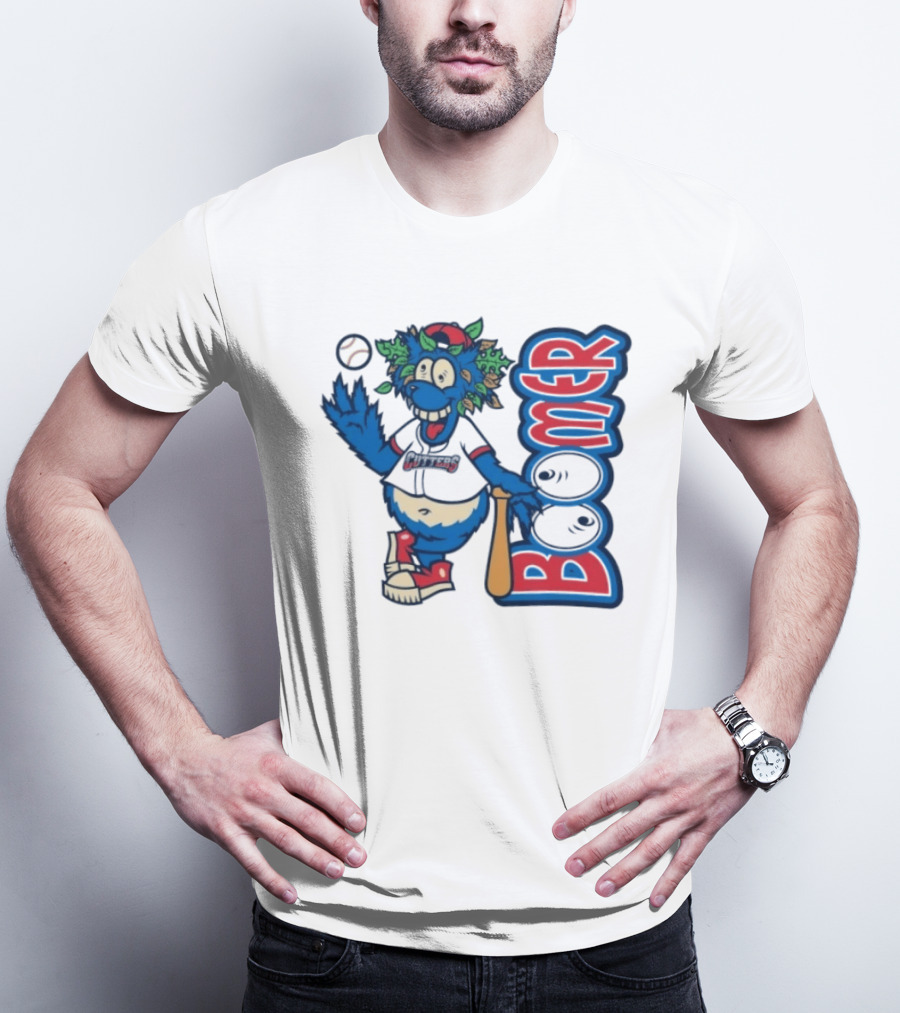 Boomer The Cutters Baseball Mascot With Bat And Ball T-Shirt