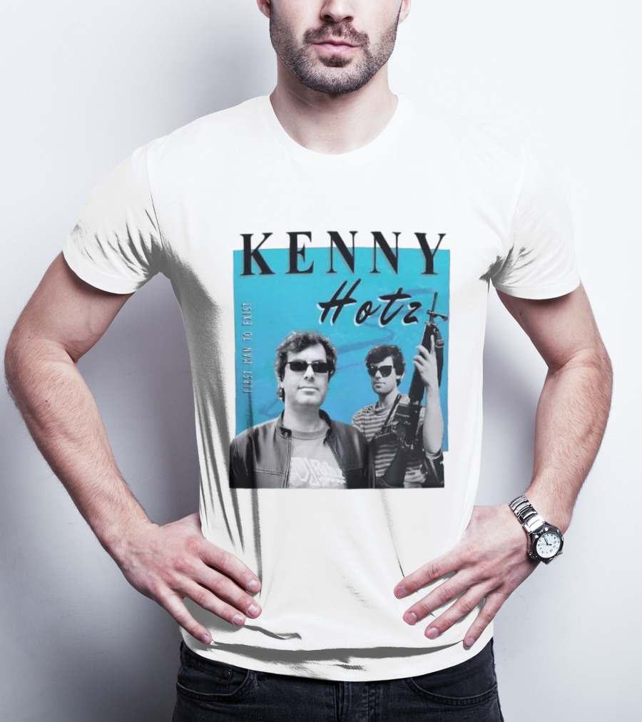 Kenny Hotz First Man To Exist Black And White Sunglasses Gun Image T-Shirt