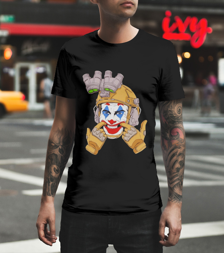 Joker Tactical Soldier Helmet Night Vision Clown Face T-Shirt