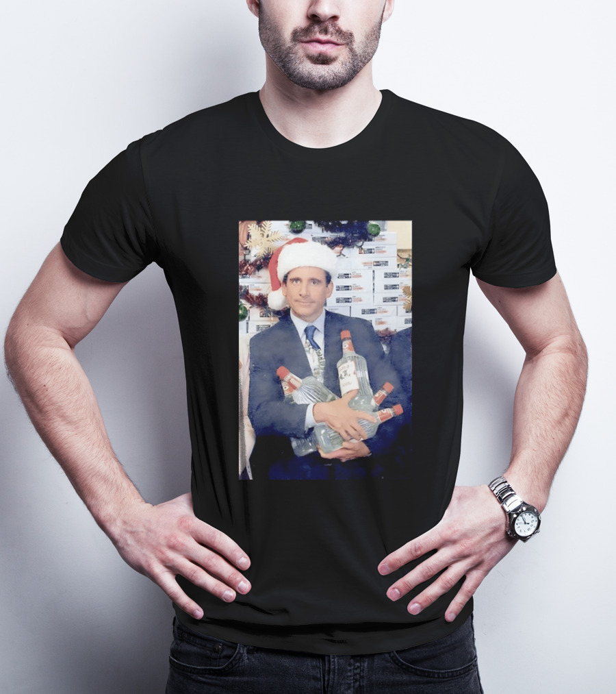 Michael Scott Holiday Party Vodka Santa Hat Scene T-Shirt