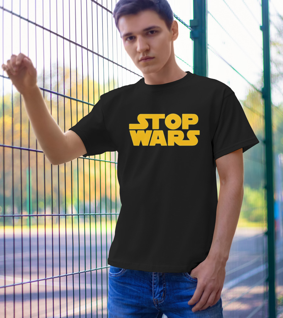 Stop Wars Peace Sci Fi Activism Iconic Yellow T-Shirt
