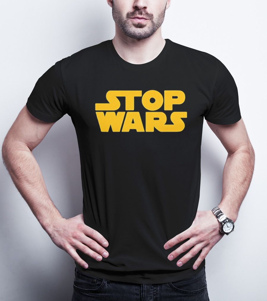 Stop Wars Peace Sci Fi Activism Iconic Yellow T-Shirt